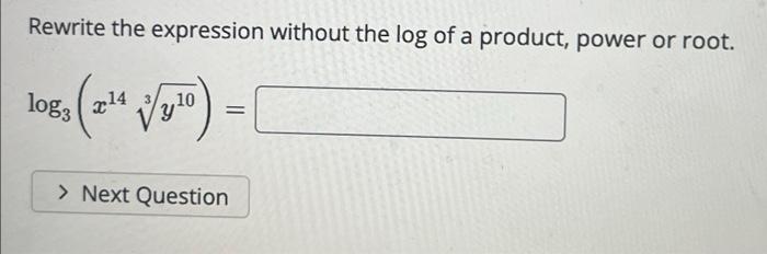 Solved Rewrite the expression without the log of a product, | Chegg.com