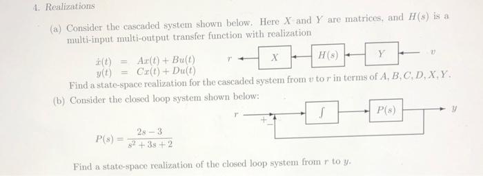 Solved Realizations (a) Consider the cascaded system shown | Chegg.com