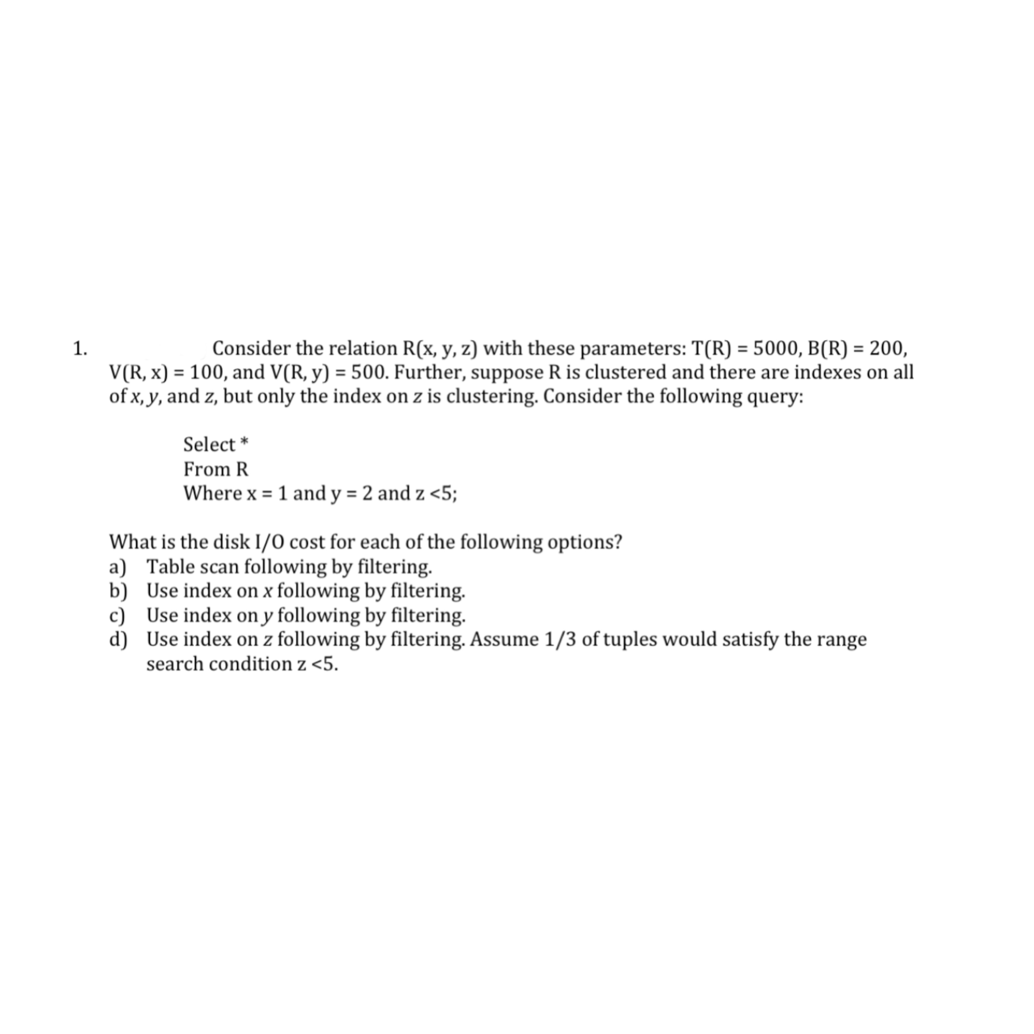 Consider the relation R(x,y,z) ﻿with these | Chegg.com