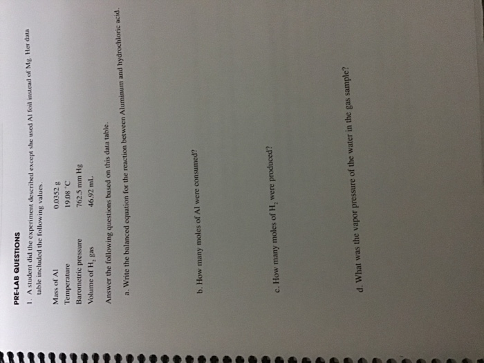 Solved PRE-LAB QUESTIONS 1. A student did the experiment | Chegg.com