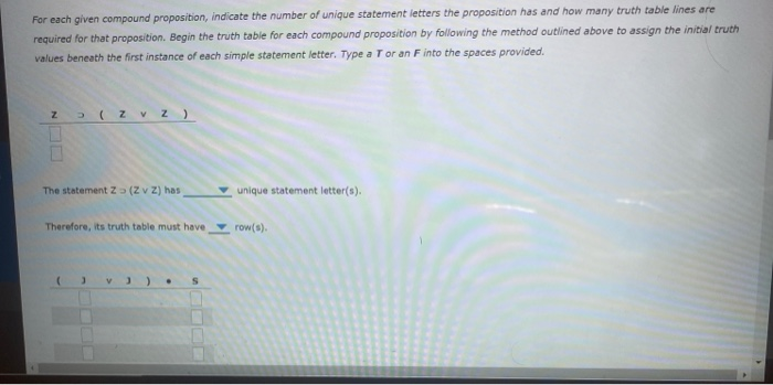 For each given compound proposition, indicate the | Chegg.com