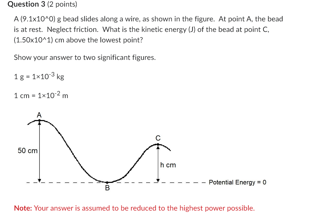 Solved Question 3 (2 ﻿points)A(9.1×100)g ﻿bead slides along | Chegg.com