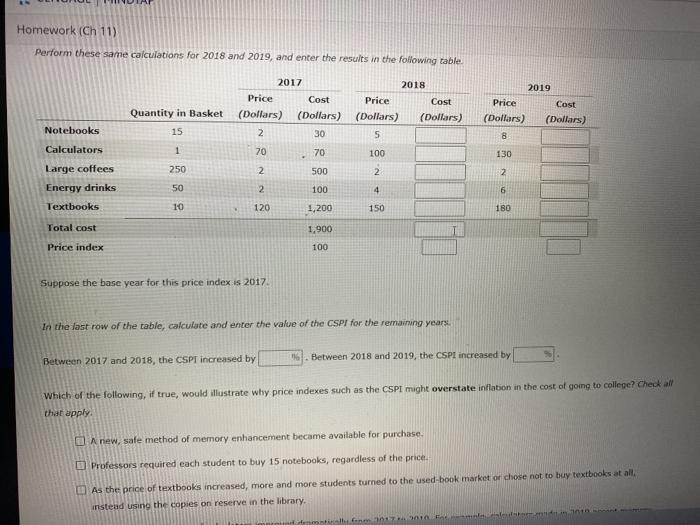 Solved Homework (Ch 11) Perform these same calculations for | Chegg.com