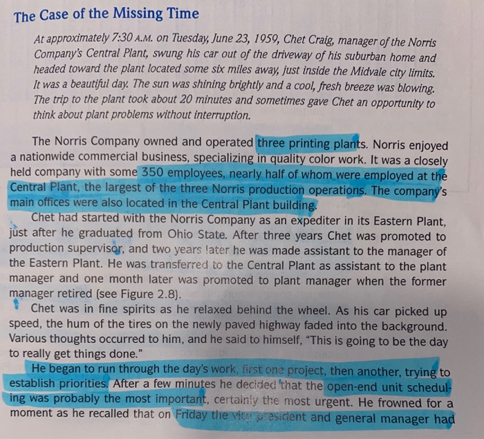 Solved The Case of the Missing Time At approximately 7:30 | Chegg.com