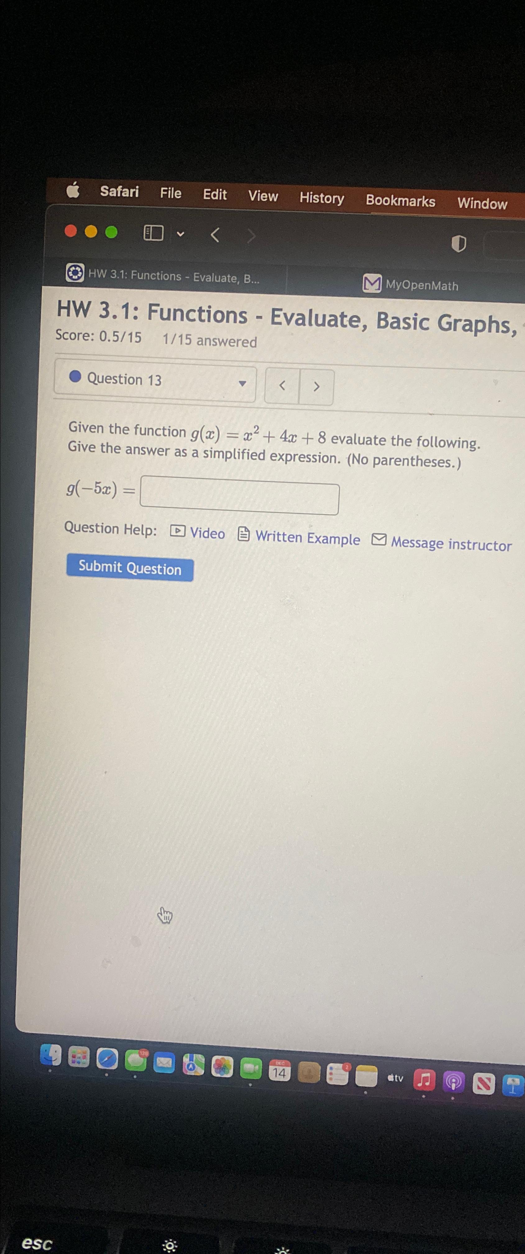 Solved HW 3.1: Functions - ﻿Evaluate, Basic Graphs, Score: | Chegg.com