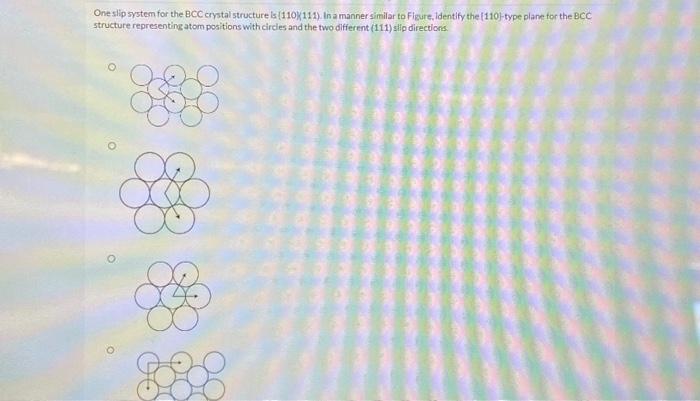 Solved One slip system for the BCC crystal structure is | Chegg.com