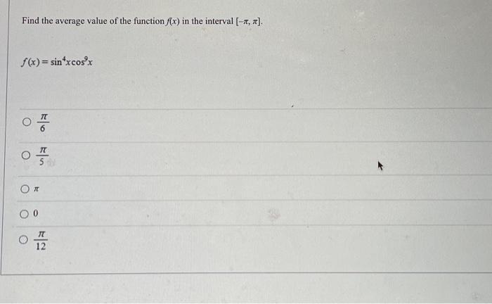Solved Find the average value of the function f(x) in the | Chegg.com