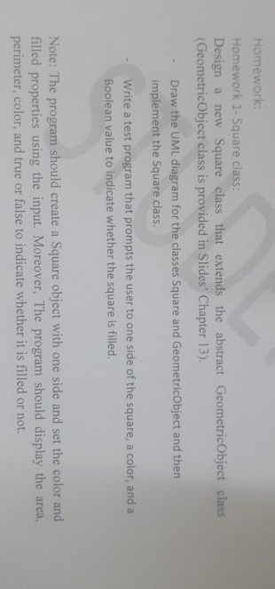 Solved Homework: Homework 1 - Square class: Design a new | Chegg.com