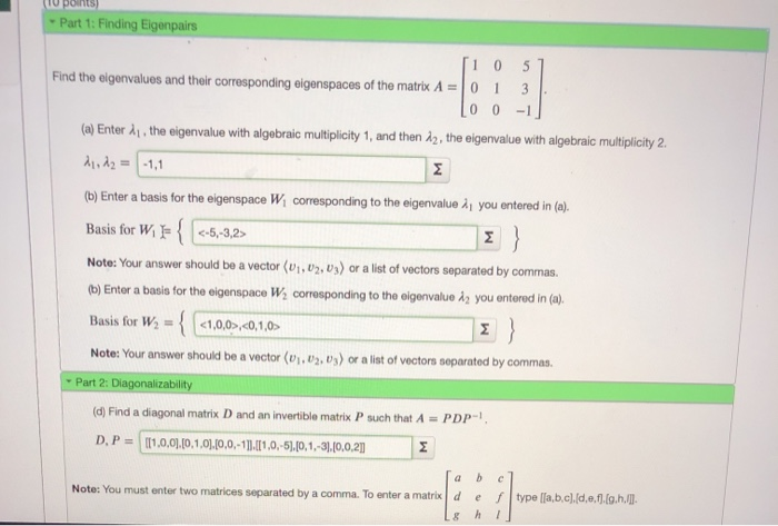 Solved TU PUS) Part 1: Finding Eigenpairs [105] Find the | Chegg.com