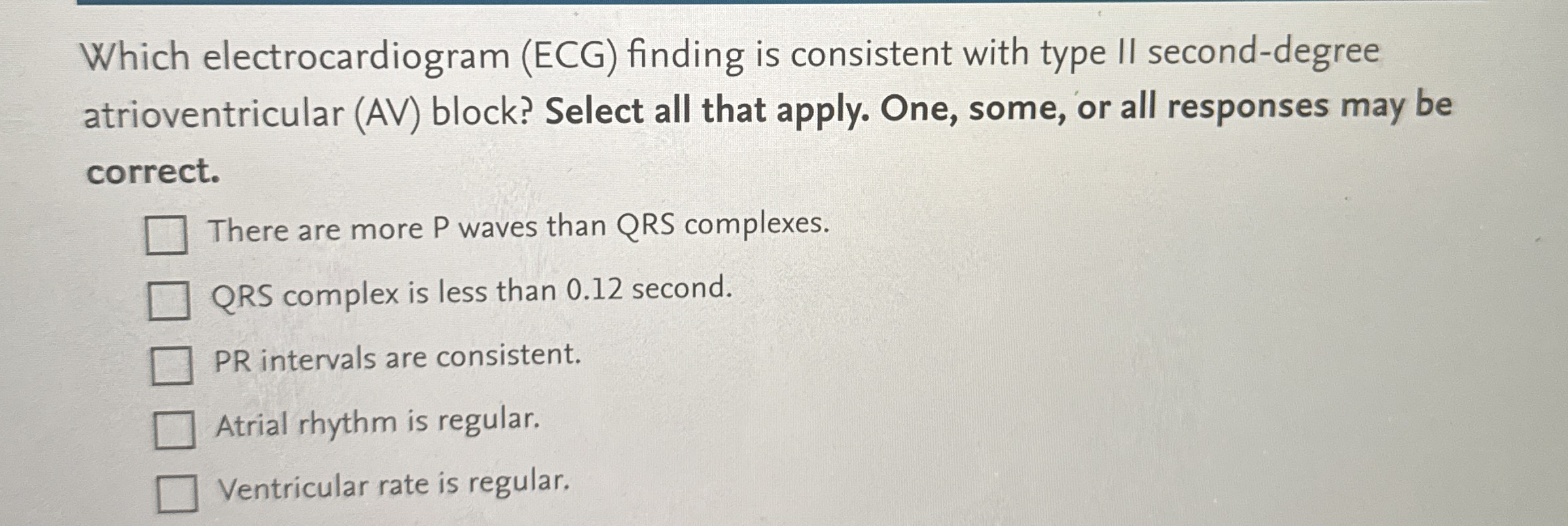 Solved Which electrocardiogram (ECG) ﻿finding is consistent | Chegg.com