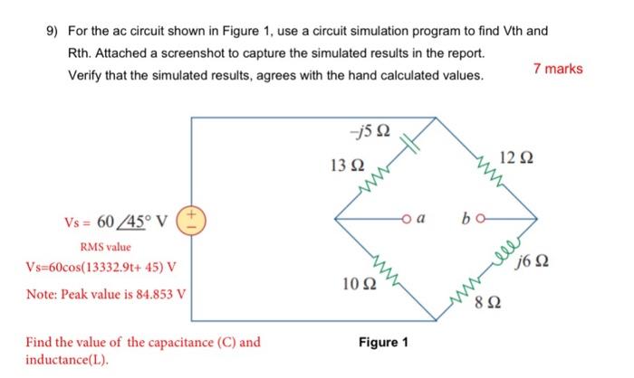 Solved use a circuit simulation program to find vth and | Chegg.com