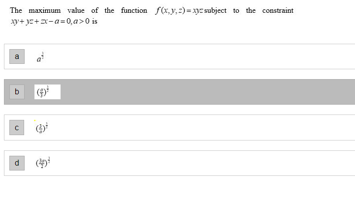 Solved The maximum value of the function f(x,y,z)=xyz | Chegg.com