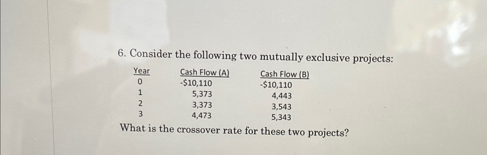 Solved Consider the following two mutually exclusive | Chegg.com