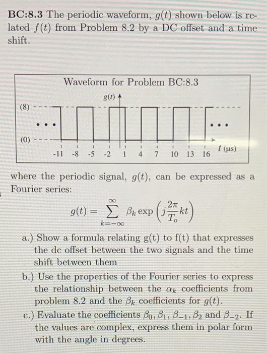 Solved BC:8.3 The periodic waveform, g(t) shown below is | Chegg.com