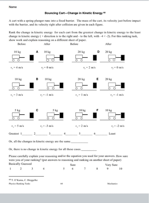Name Bouncing Cart-Change in Kinetic Energy A cart | Chegg.com
