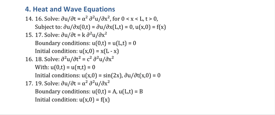 Solved Heat and Wave EquationsSolve: deludelt=α2del2udelx2, | Chegg.com