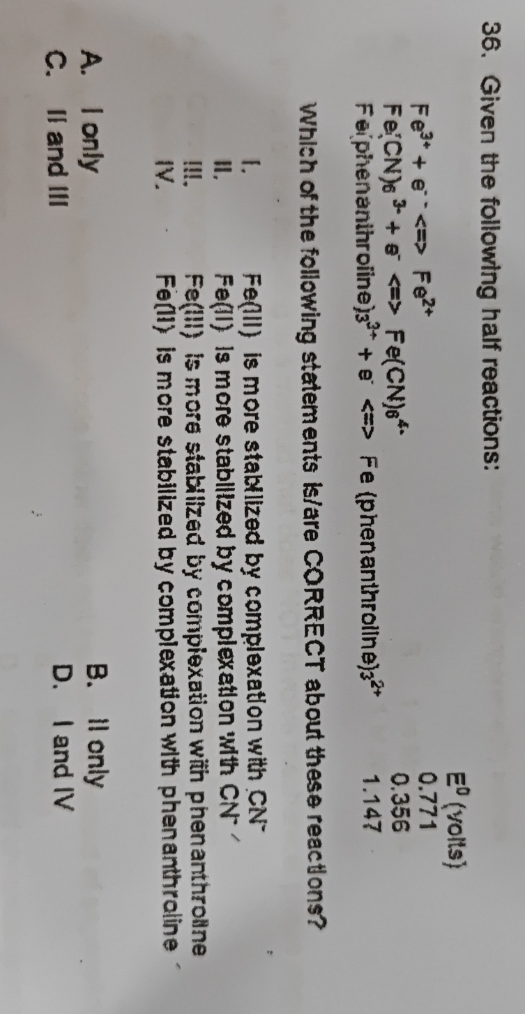 Solved Given the following half | Chegg.com