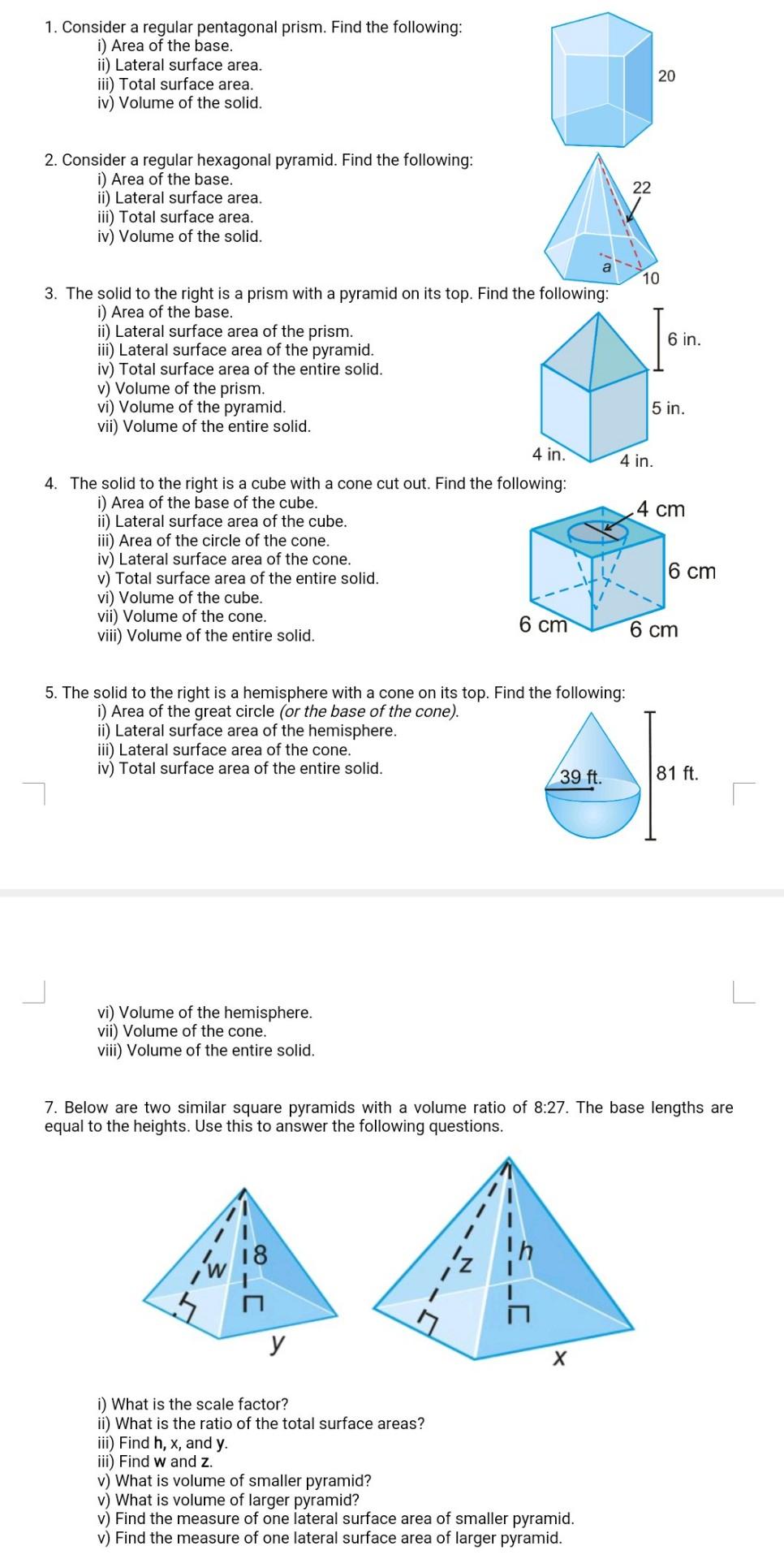 Solved 1. Consider a regular pentagonal prism. Find the | Chegg.com