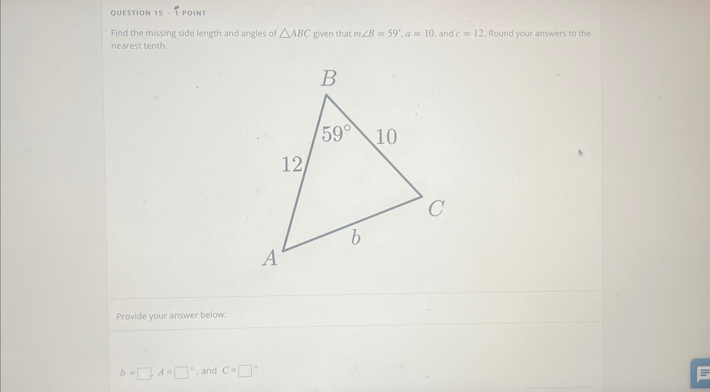 Solved QUESTION 15 - 1 ﻿POINTFind the missing side length | Chegg.com