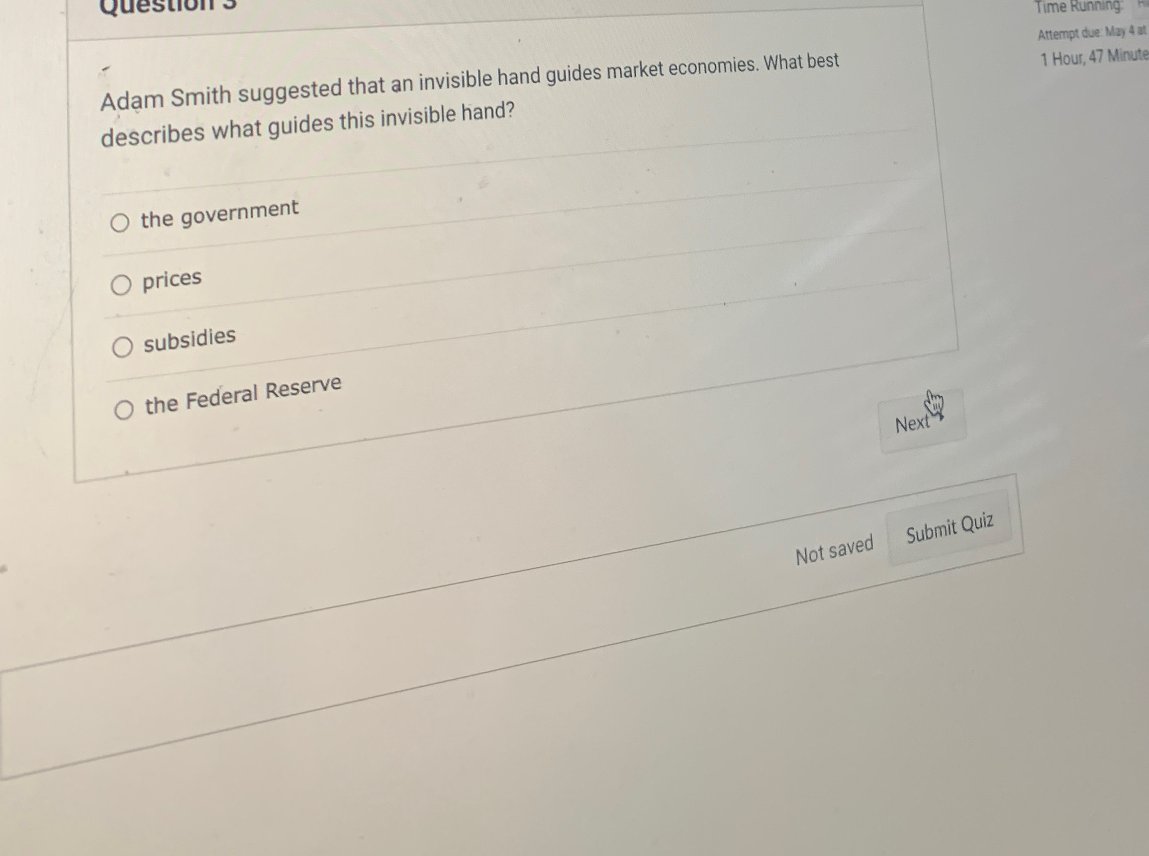 Solved Adam Smith suggested that an invisible hand guides | Chegg.com