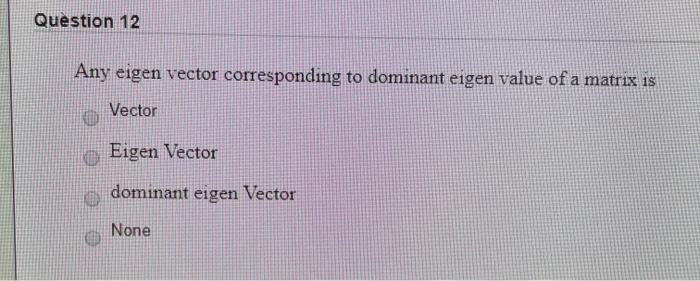 Solved Question 12 Any Eigen Vector Corresponding To