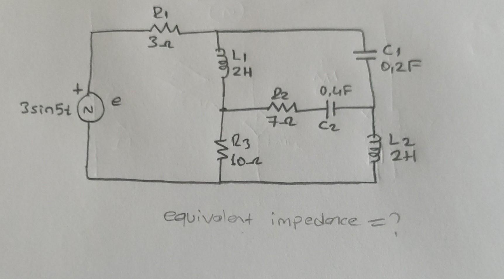 Solved equivalent impedence = ? | Chegg.com