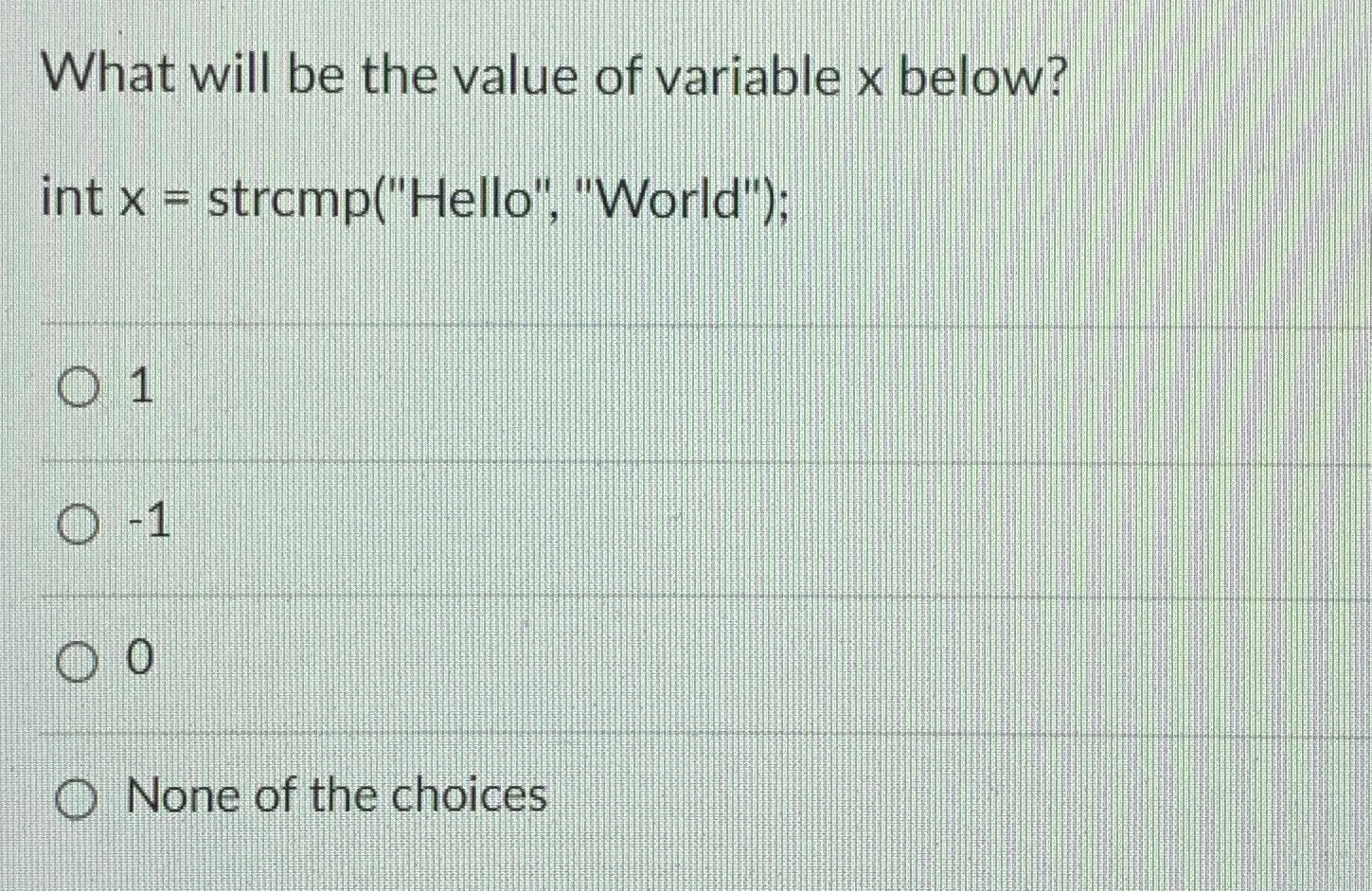 Solved What will be the value of variable x ﻿below?int x= | Chegg.com