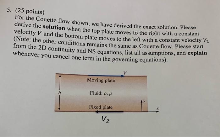 Solved 5. (25 points) For the Couette flow shown, we have | Chegg.com