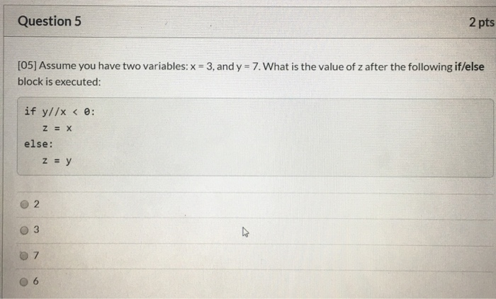 Solved Question 5 2 pts [05] Assume you have two variables: | Chegg.com