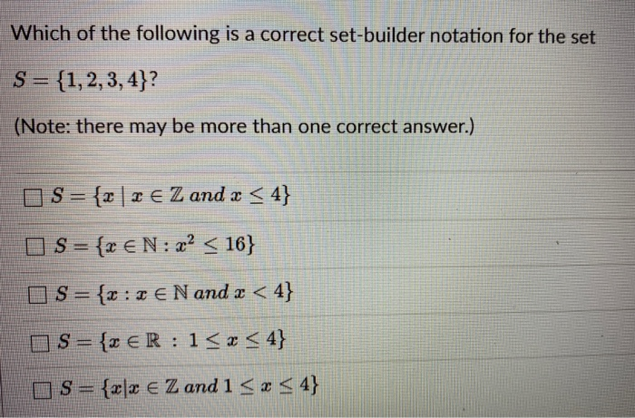 Solved Which of the following is a correct set-builder | Chegg.com