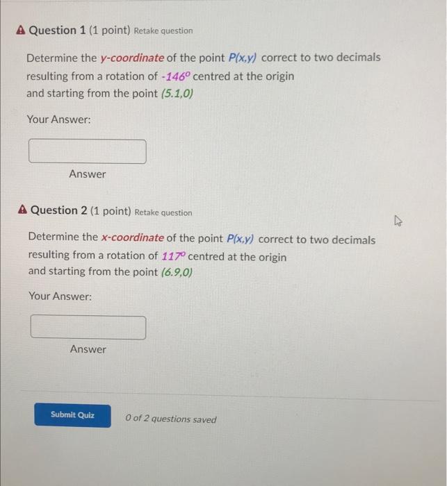 Solved A Question 1 (1 point) Retake question Determine the | Chegg.com
