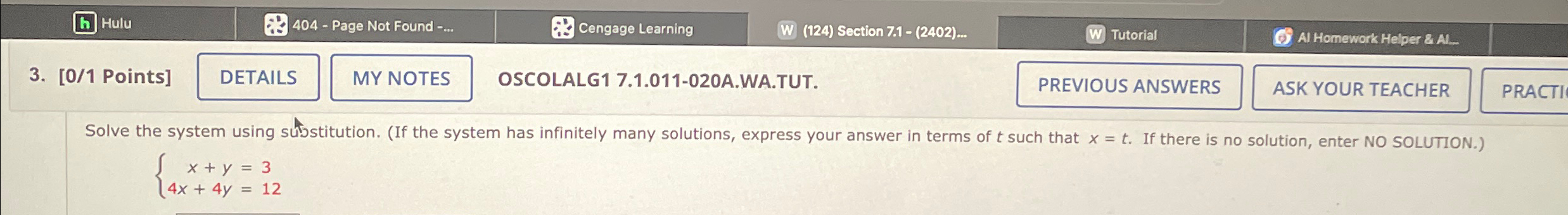 Solved Points] ﻿OSCOLALG1 7.1.011-020A.WA.TUT.Solve the | Chegg.com