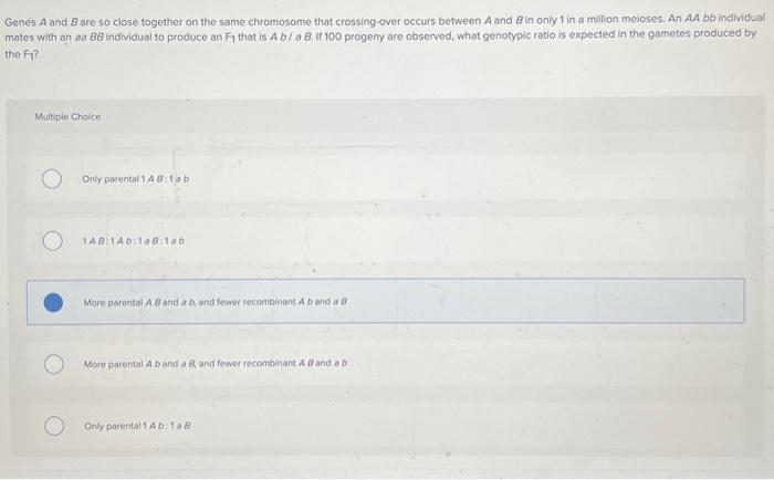 Solved Genes A and B are 50 close together on the same | Chegg.com