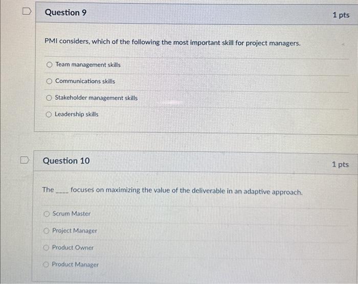 Solved PMI considers, which of the following the most | Chegg.com