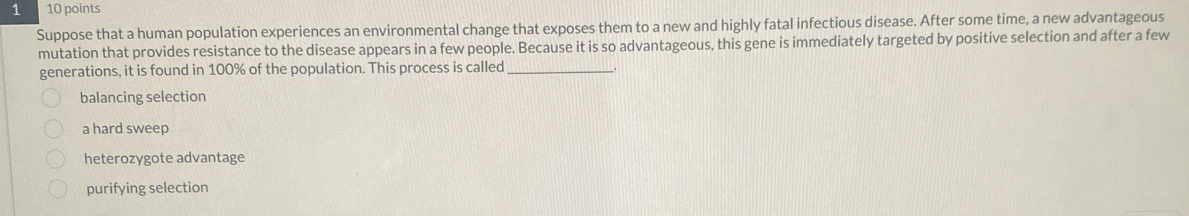 Solved 1 10 ﻿pointsSuppose that a human population | Chegg.com