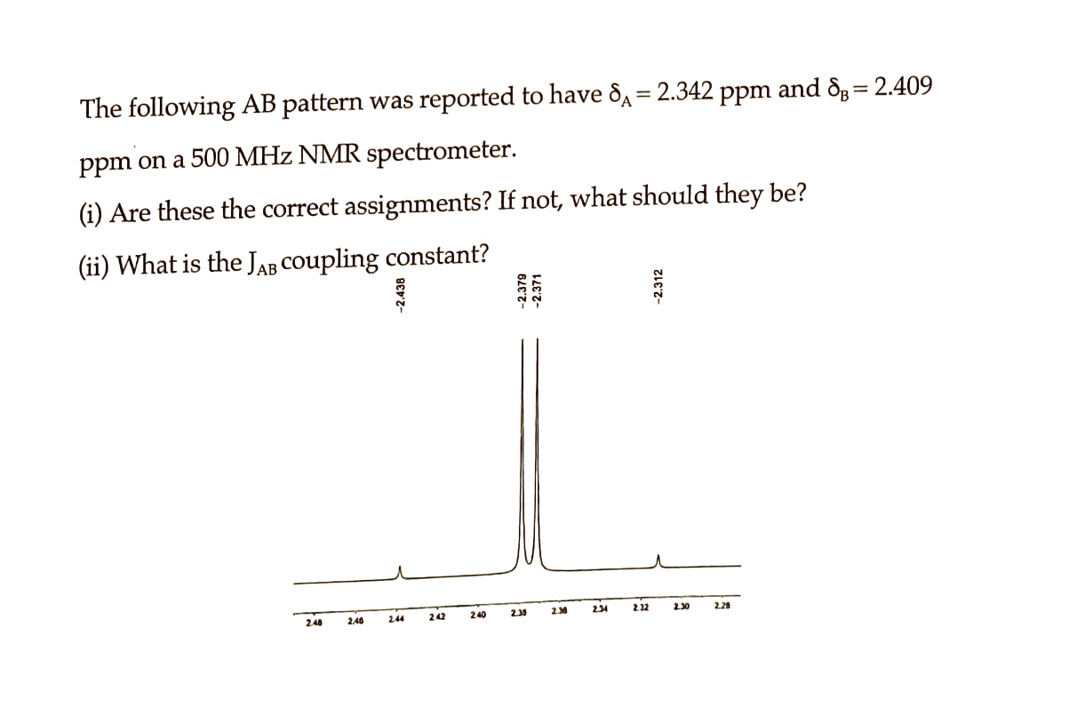 Solved The following AB ﻿pattern was reported to have | Chegg.com