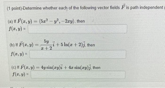 Solved (1 point)-Determine whether each of the following | Chegg.com