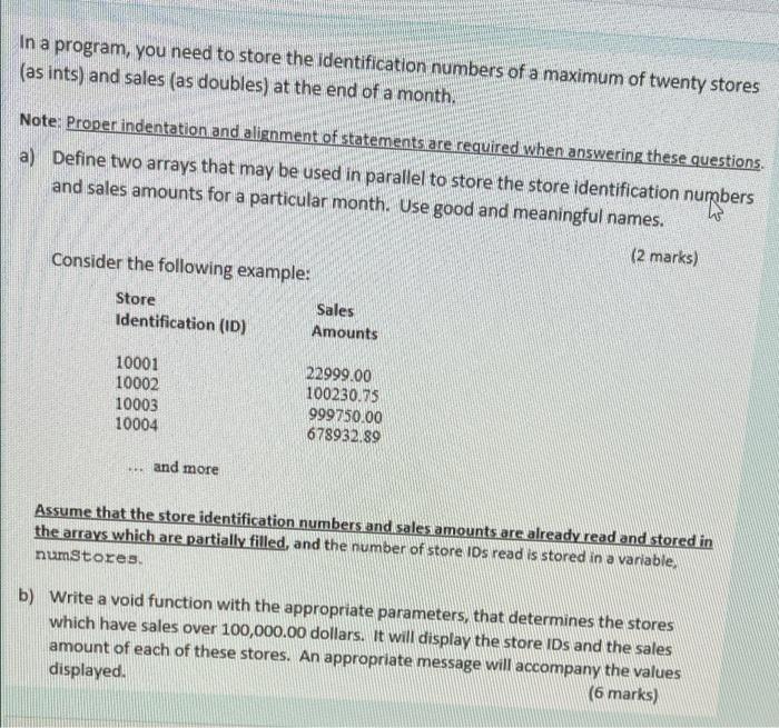 Solved In a program, you need to store the identification | Chegg.com