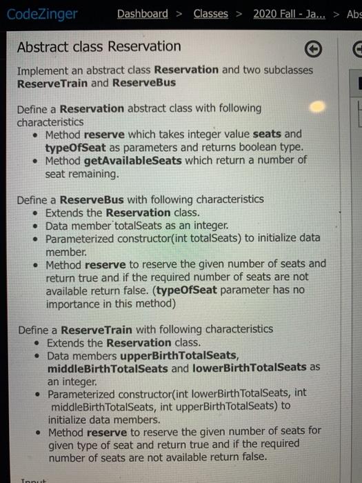 Solved CodeZinger Dashboard Classes 2020 Fall - Ja... > Abs | Chegg.com
