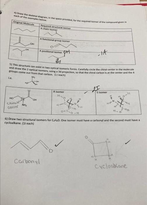 Solved each of the examples below. 4) Draw the skeletal | Chegg.com