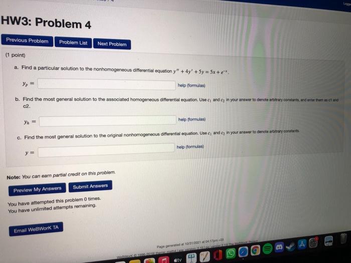 Solved HW3: Problem 4 Previous Problem Probler List Next | Chegg.com
