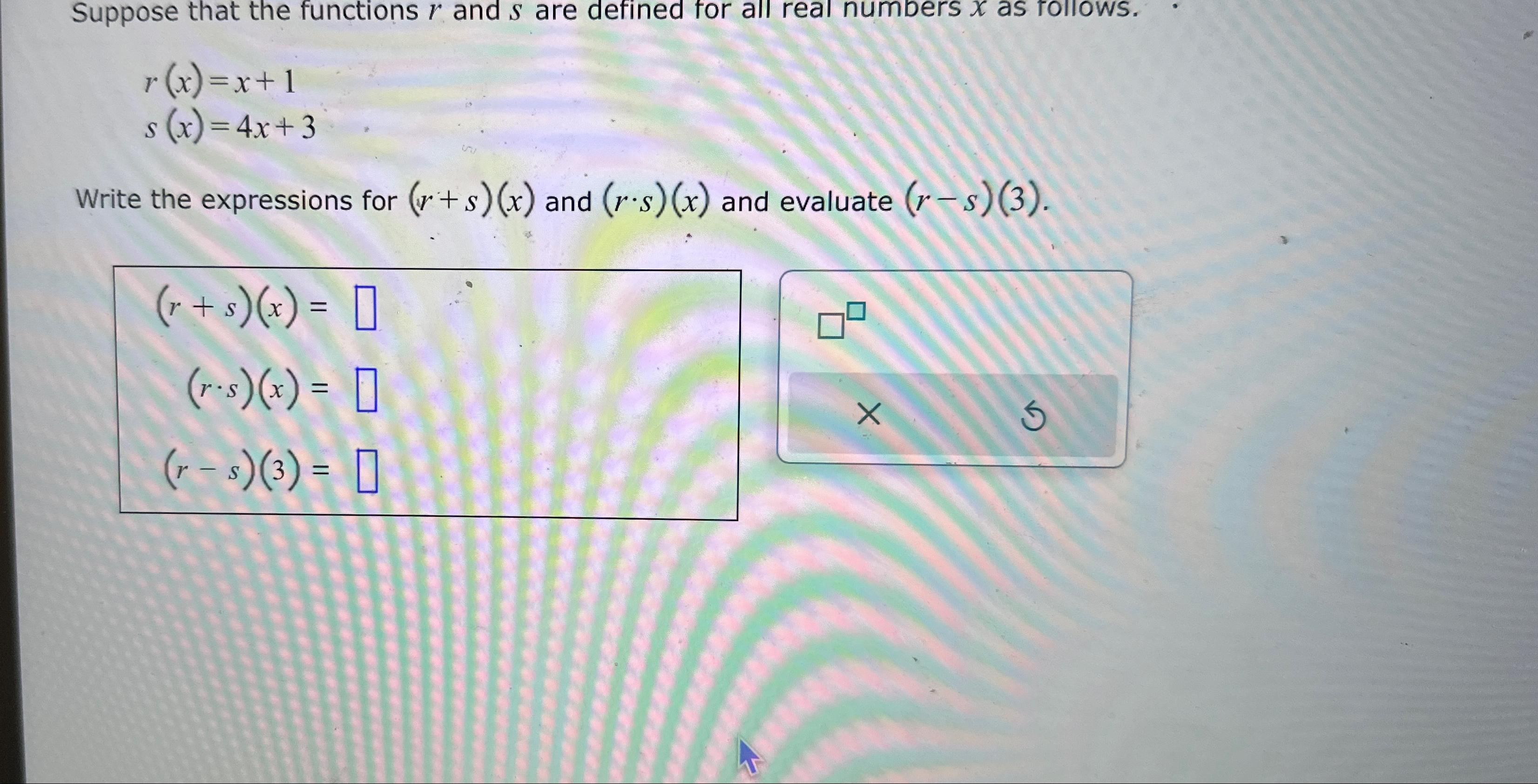 Solved Suppose that the functions r ﻿and s ﻿are defined for | Chegg.com