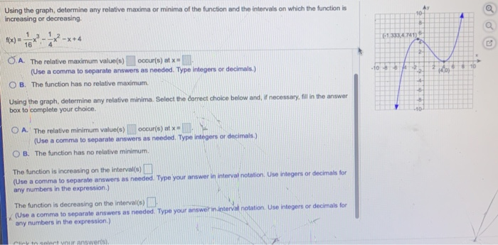 Solved Using the graph, determine any relative maxima ar | Chegg.com