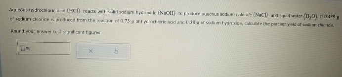 Solved Aqueous hydrochloric acid ( ﻿HCl ) ﻿reacts with solid | Chegg.com