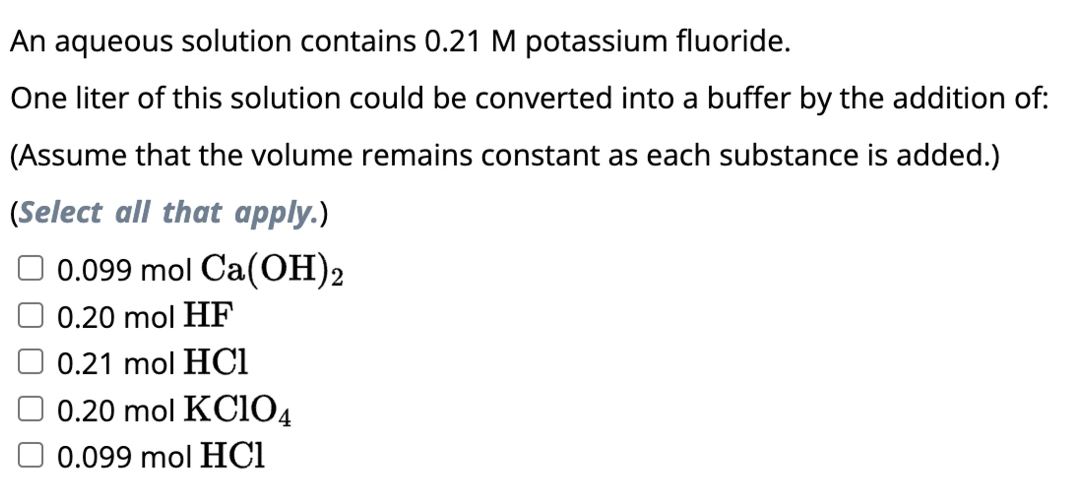 Solved An aqueous solution contains 0.21M ﻿potassium | Chegg.com