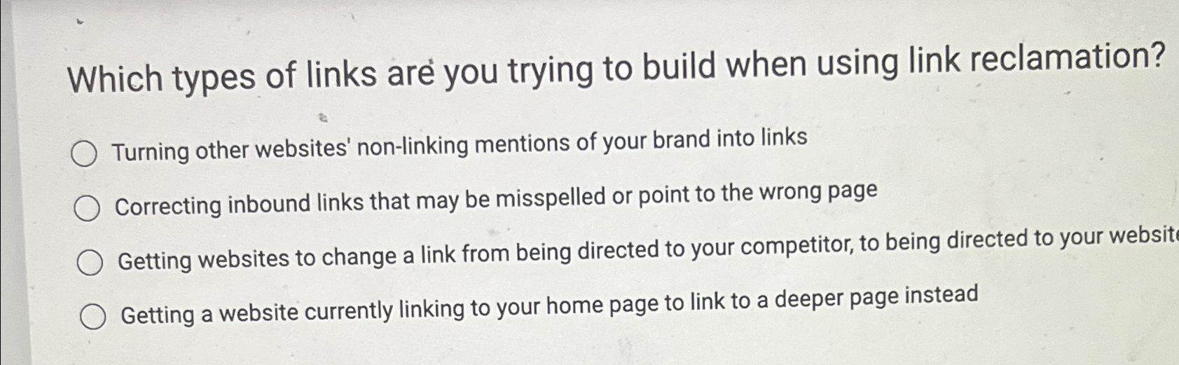 Solved Which types of links are you trying to build when | Chegg.com