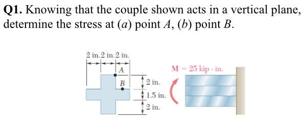 Solved Q1. Knowing that the couple shown acts in a vertical | Chegg.com
