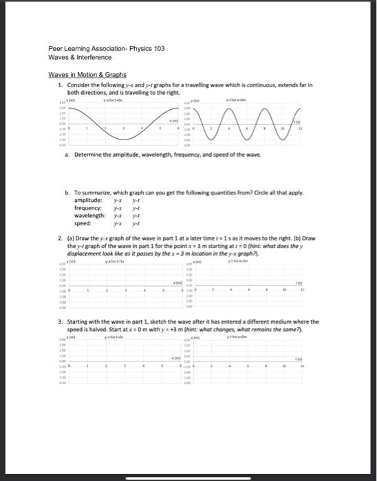 Solved - Physics 103 Waves & Interference Waves in Motion & | Chegg.com
