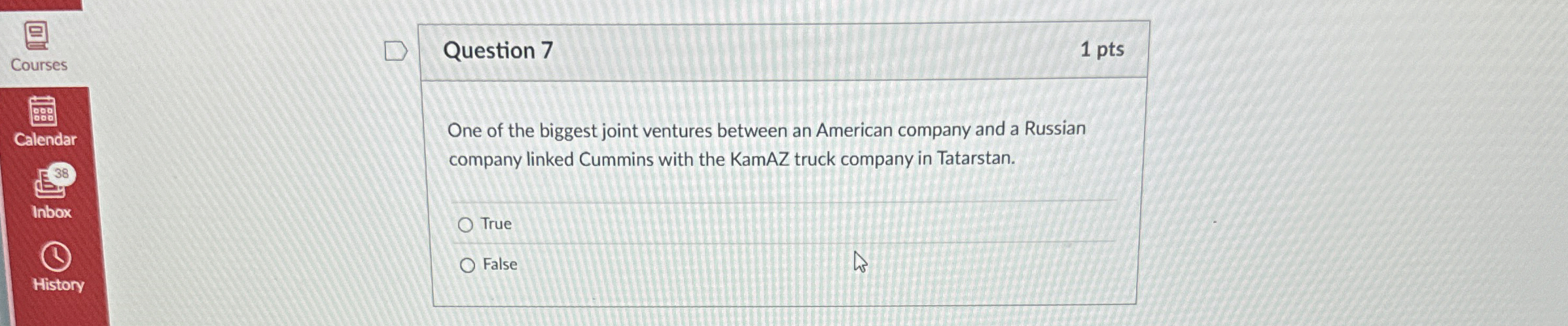 Solved CoursesCalendar38InboxHistoryQuestion 71 ﻿ptsOne of | Chegg.com