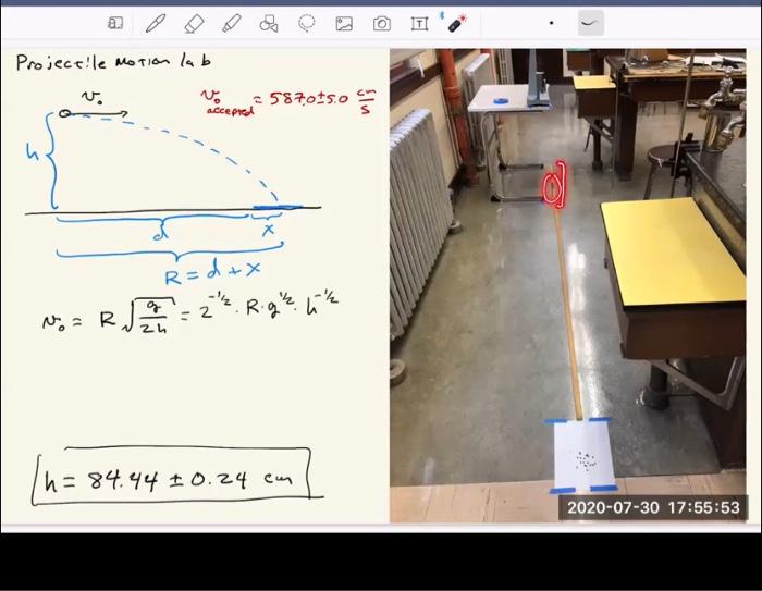 Solved In the Projectile Motion lab a student measures the | Chegg.com
